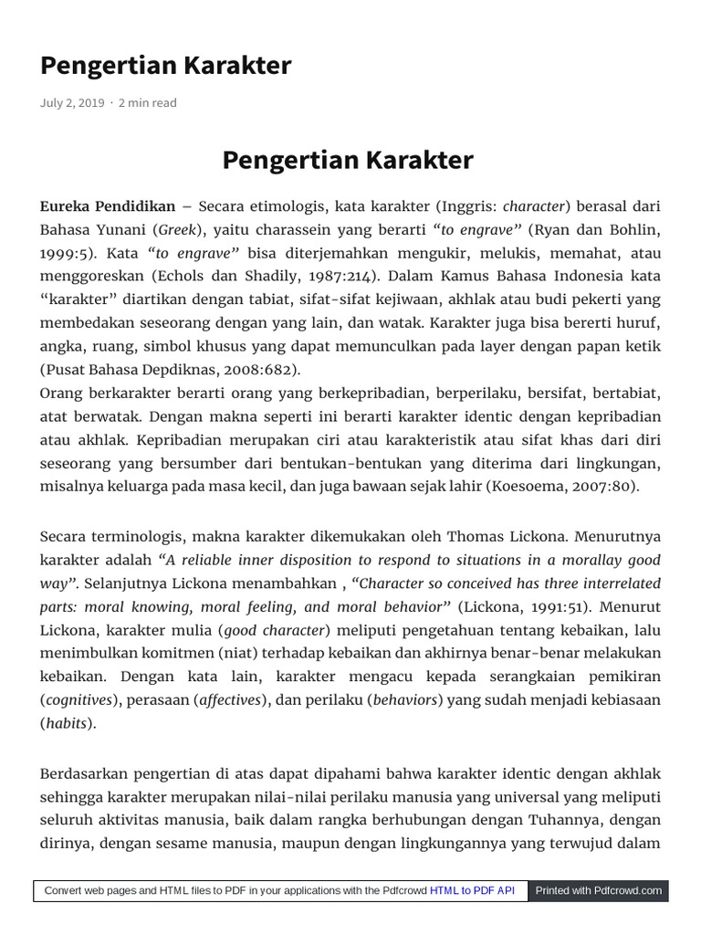 Pengertian dan Jenis Karakter Manusia | PDF | Karier & Perkembangan ...