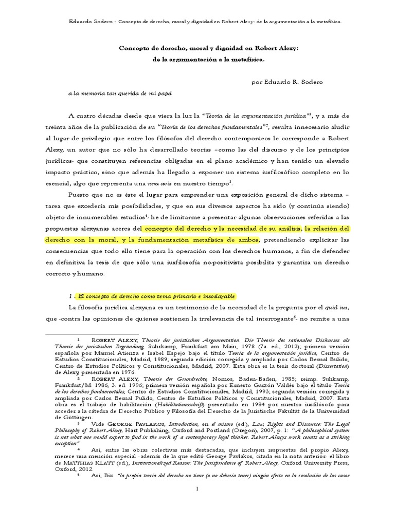 Concepto de Derecho, Moral y Dignidad en Robert Alexy - de La ...