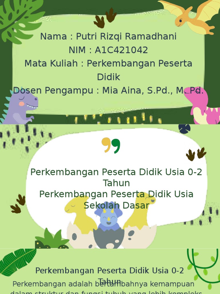 Perkembangan Peserta Didik Usia Dini | PDF | Pengembangan Diri ...