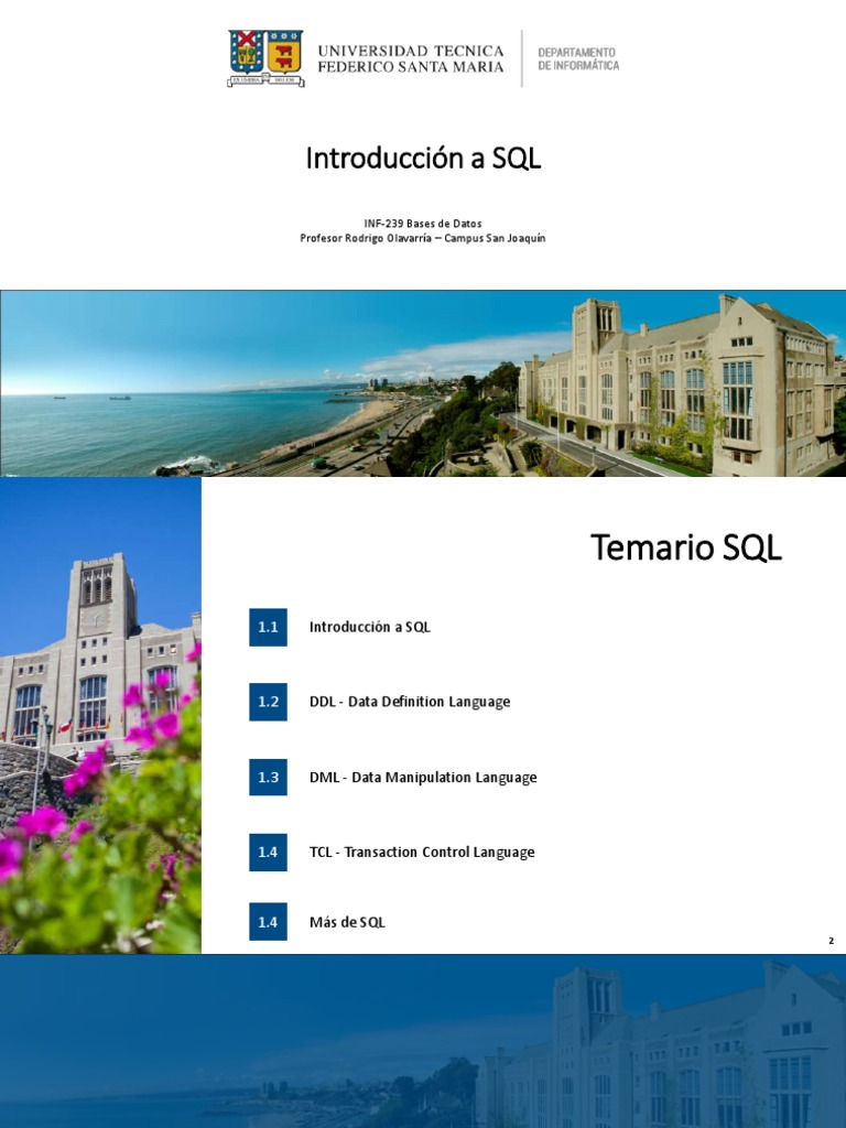 Introducción A SQL: INF-239 Bases de Datos Profesor Rodrigo Olavarría ...