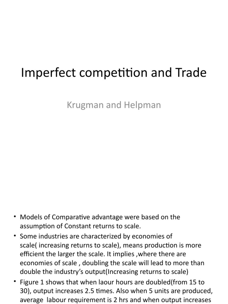 Imperfect Competition and Trade | PDF | Economies Of Scale | Oligopoly