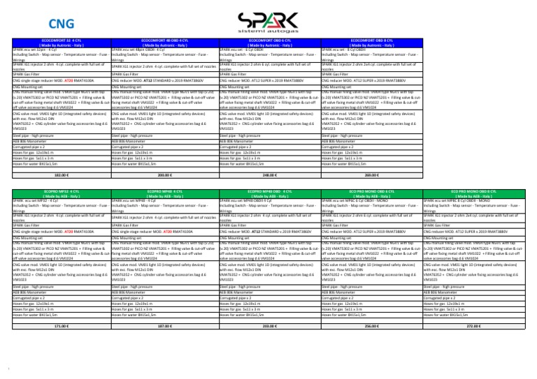 CNG Kit Parts and Specifications | PDF | Valve | Pipe (Fluid Conveyance)