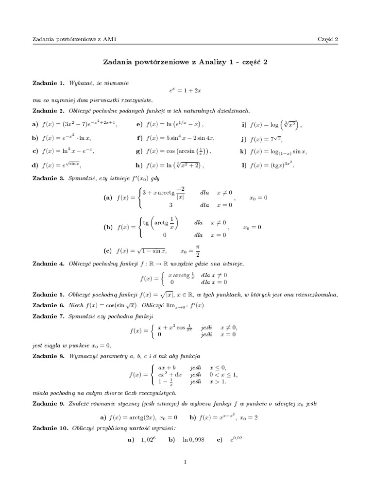 Calculus Exercises 2 | PDF