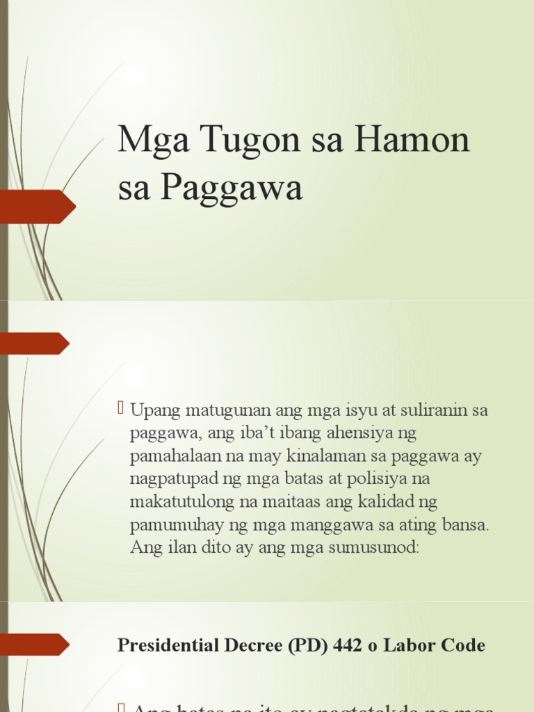 Mga Tugon Sa Hamon Sa Paggawa | PDF