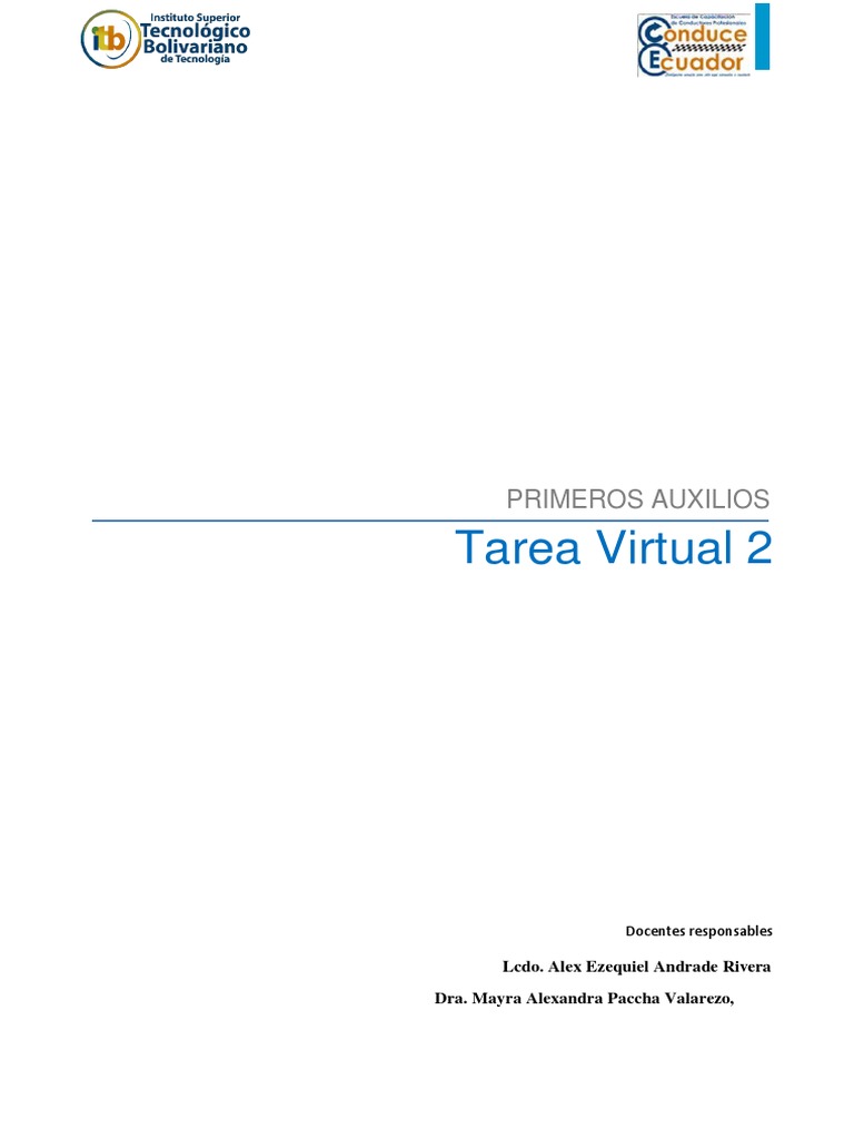 Tarea Virtual 2 - Unidad 2 PRIMEROS AUXILIOS | PDF | Reanimación cardiopulmonar | Lesión