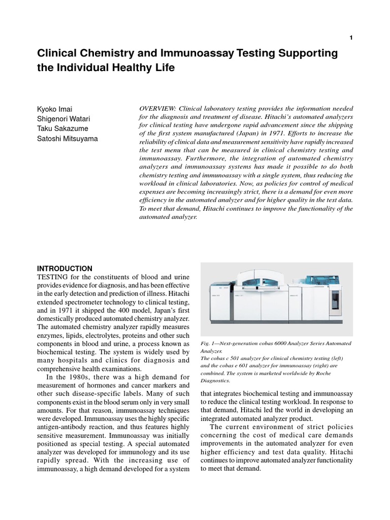 Hitachi-Roche Integrated Analyzer Advances | PDF | Immunoassay | Automation