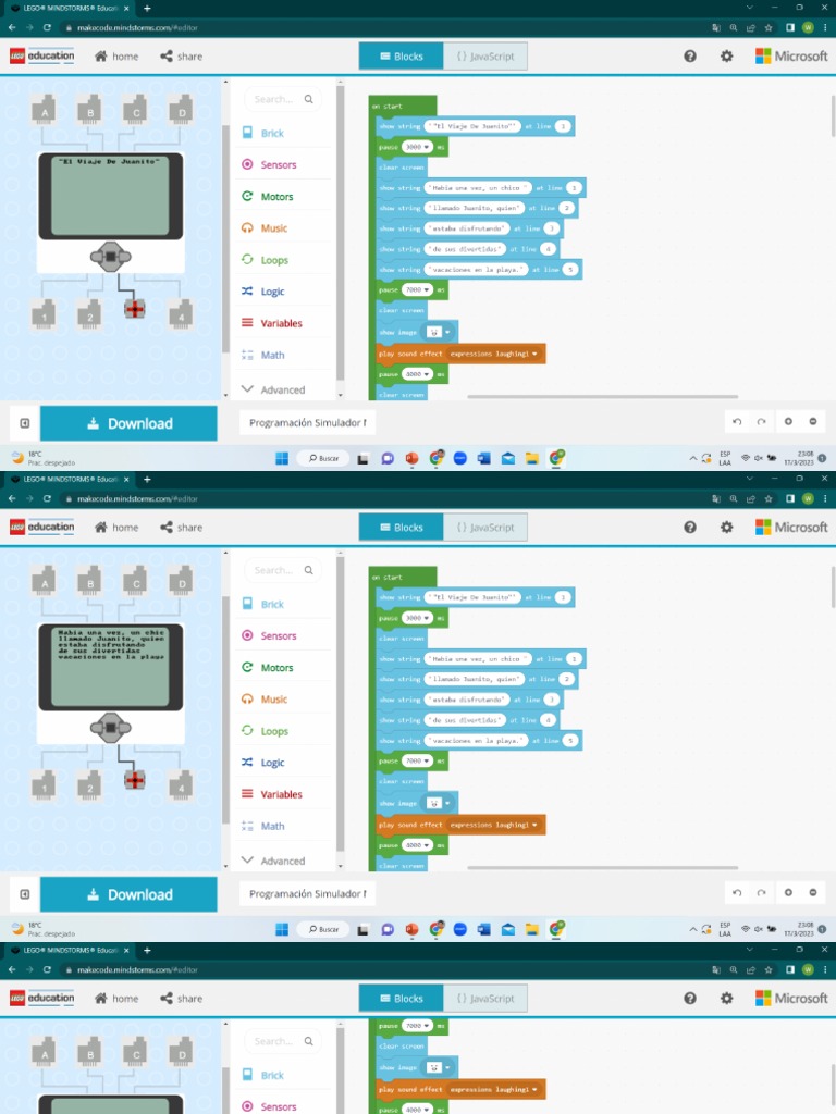 Programación Simulador Makecode - Imágenes y Sonidos - Actividad de Robótica S11 - 7mo A | PDF