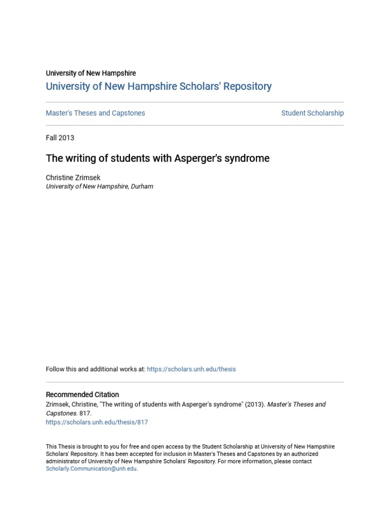 The Writing of Students With Aspergers Syndrome | PDF | Asperger ...