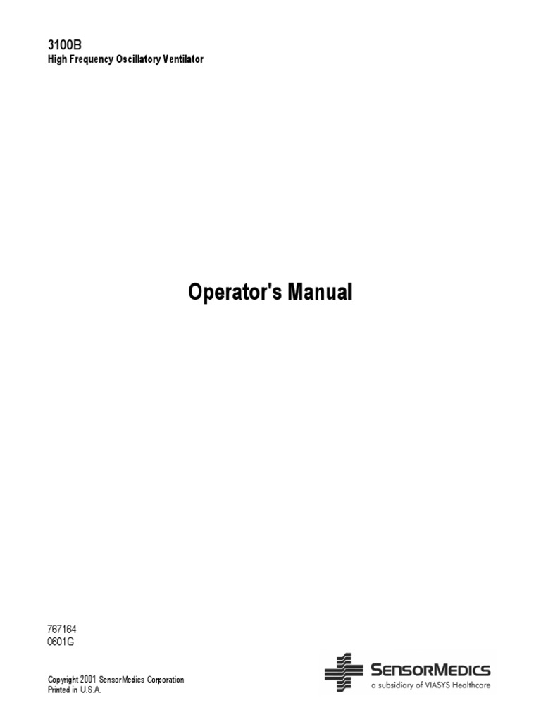 Sensormedics 3100B User Manual | PDF | Medical Specialties ...