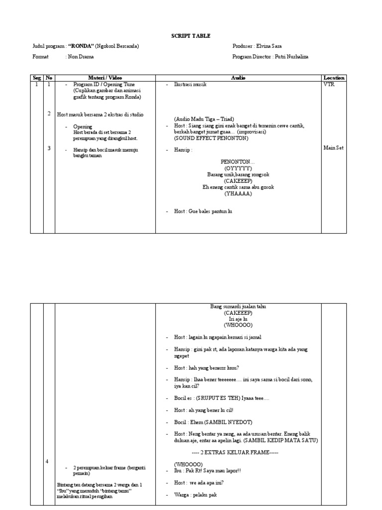 Script Table Ronda | PDF