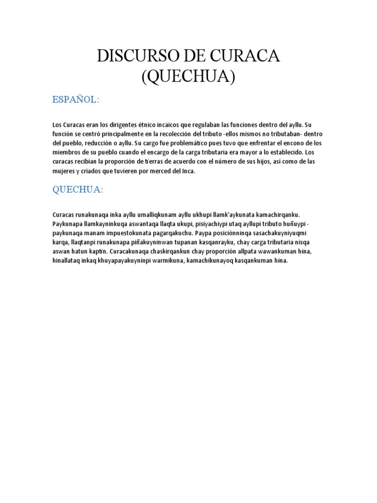 Curacas: Líderes y Tributos Incaicos | PDF