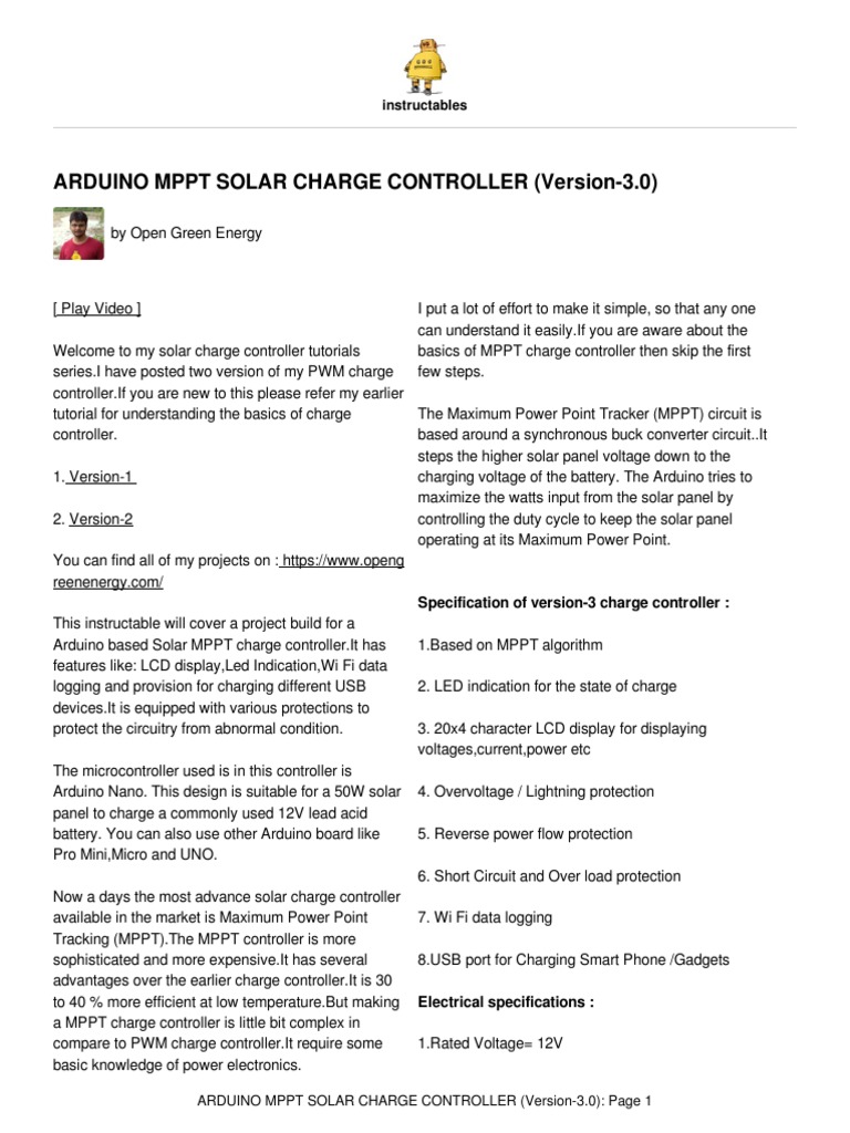 ARDUINO SOLAR CHARGE CONTROLLER Version 30 | PDF | Capacitor | Mosfet