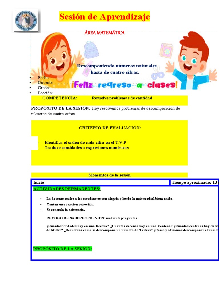 Sesión de Aprendizaje: Área Matemática | PDF | Cognición