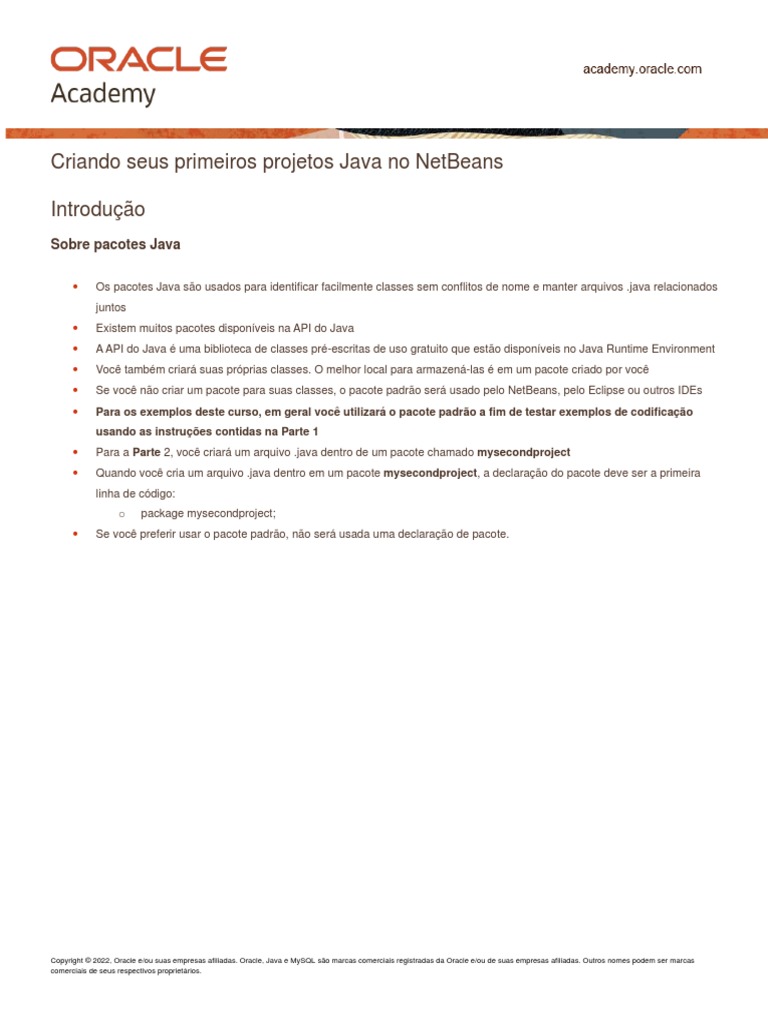 Create Your First Java Program In Netbeans Pr Pdf Java Linguagem