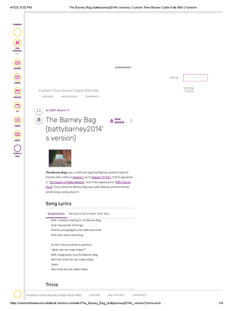 The Barney Bag (Battybarney2014's Version) - Custom Time Warner Cable ...