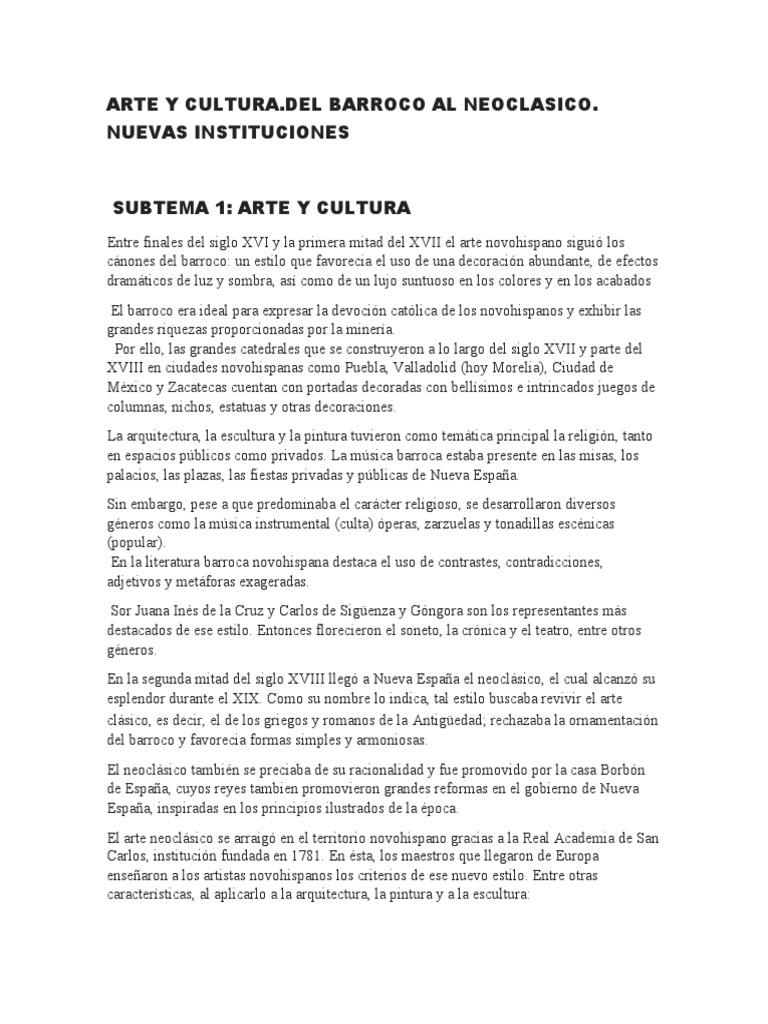 Del Barroco Al Neoclasico | PDF | Barroco | Nueva españa