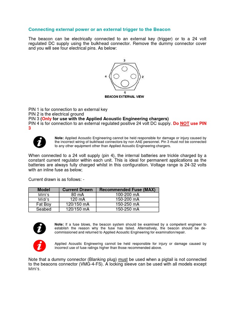 Connecting External Power or An External Trigger To The Beacon | PDF