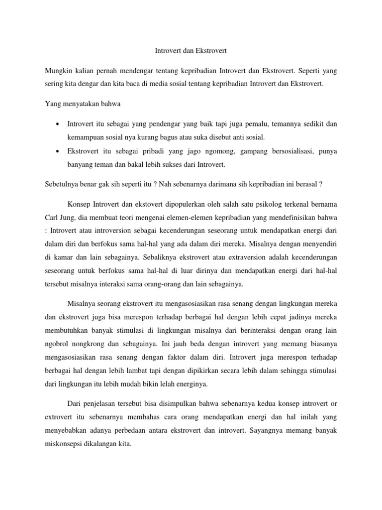 Introvert Dan Ekstrovert | PDF