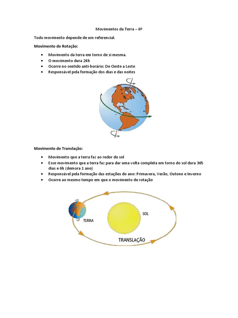 Movimentos Da Terra 6º | PDF