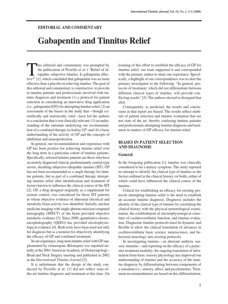 Gabapentin and Tinnitus Relief | PDF | Tinnitus | Medical Imaging