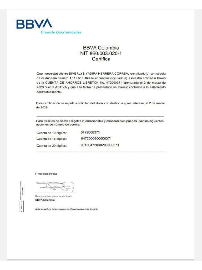 Certificado Bancario | PDF