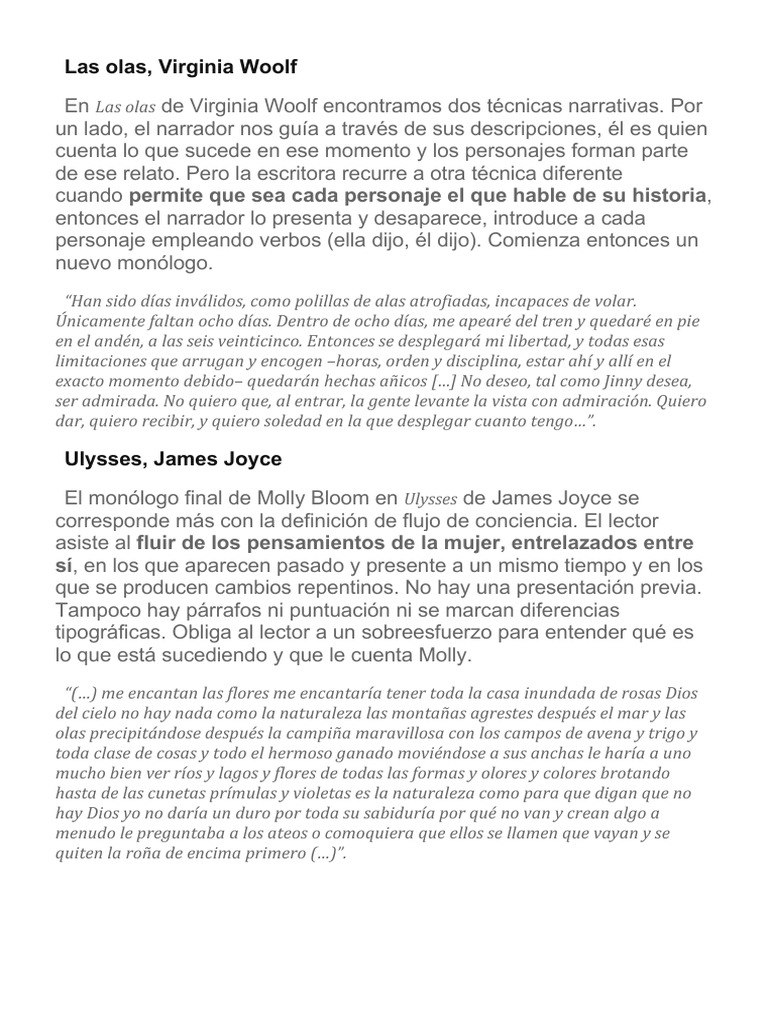 Ejemplos de Monólogo Interior | PDF