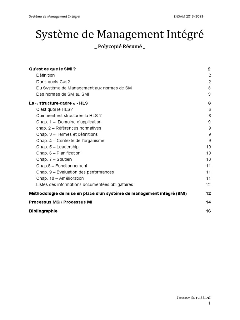 Système de Management Intégré : Guide 2019 | PDF | Système de ...