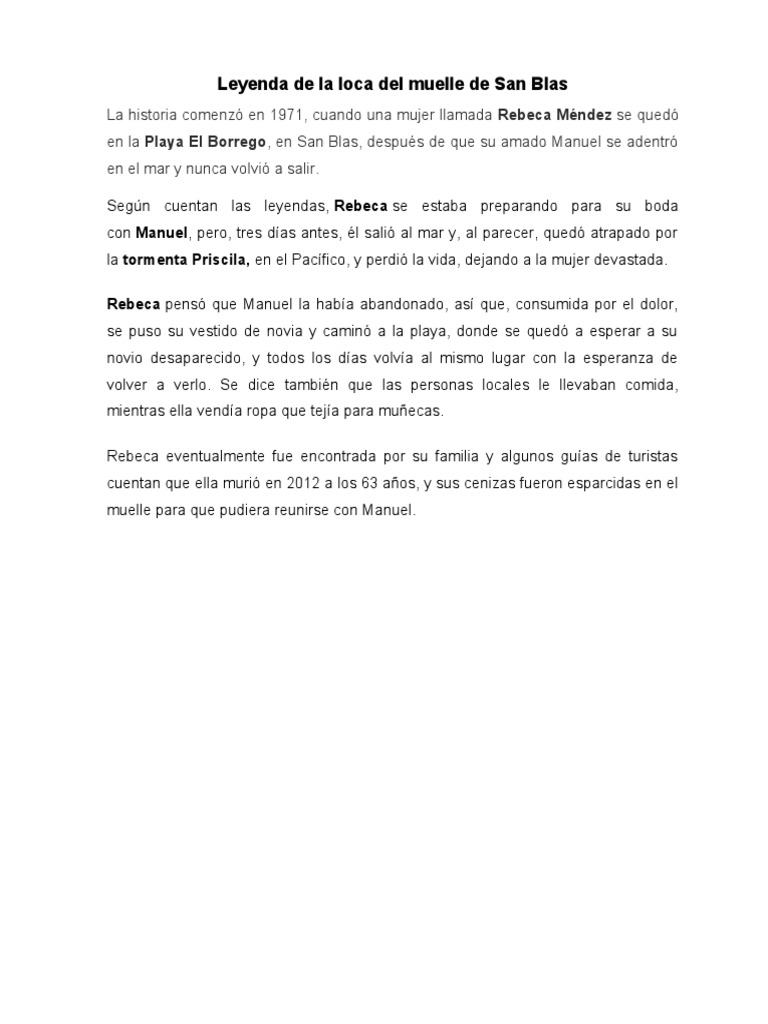 Leyenda de La Loca Del Muelle de San Blas | PDF