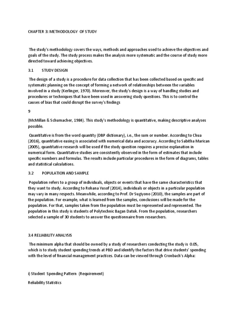 Chapter 3 Methodology of Study | PDF | Methodology | Quantitative Research