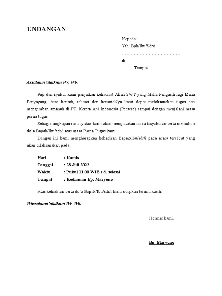 UNDANGAN Purna Tugas | PDF UNDANGAN Purna Tugas | PDF
