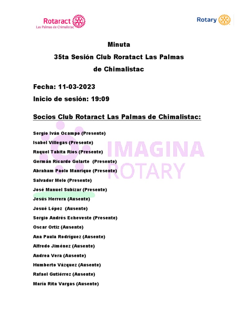 35ta Sesion Rotaria CRTLPC | PDF