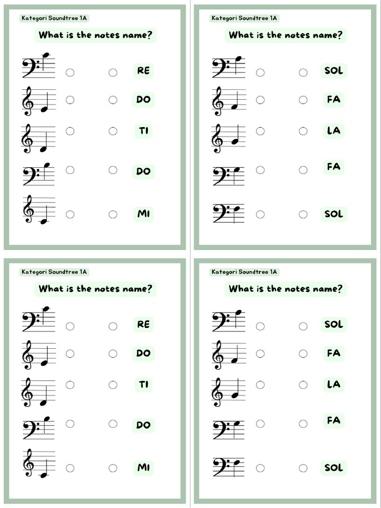 Latihan Membaca Not Balok Siap Print A3 | PDF