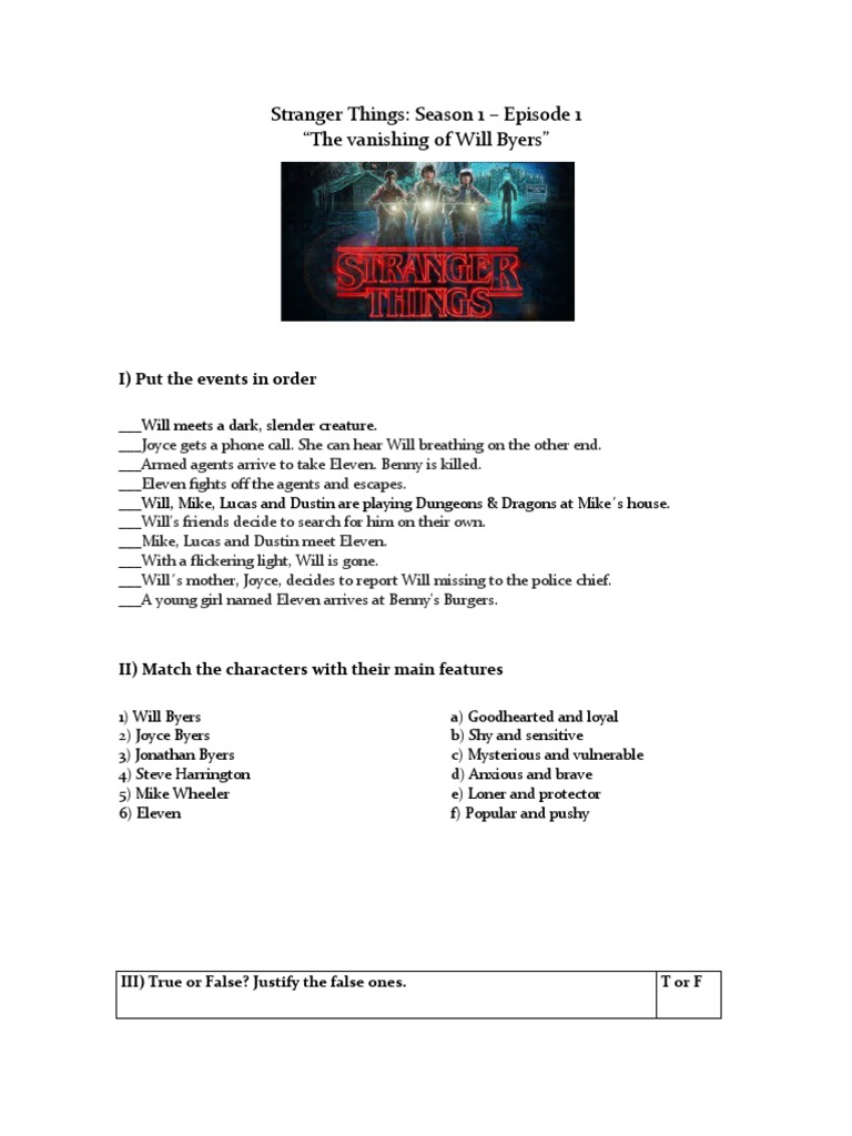 Stranger Things - Season 1 Episode 1 | PDF