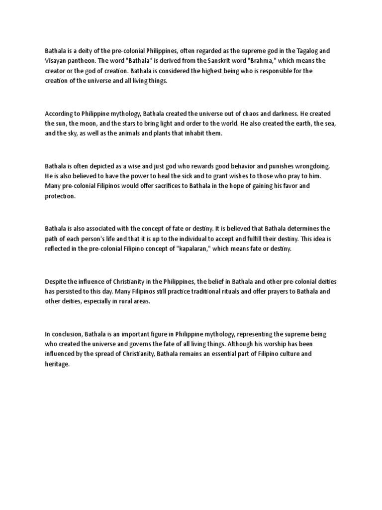 Bathala in Philippine Mythology. | PDF