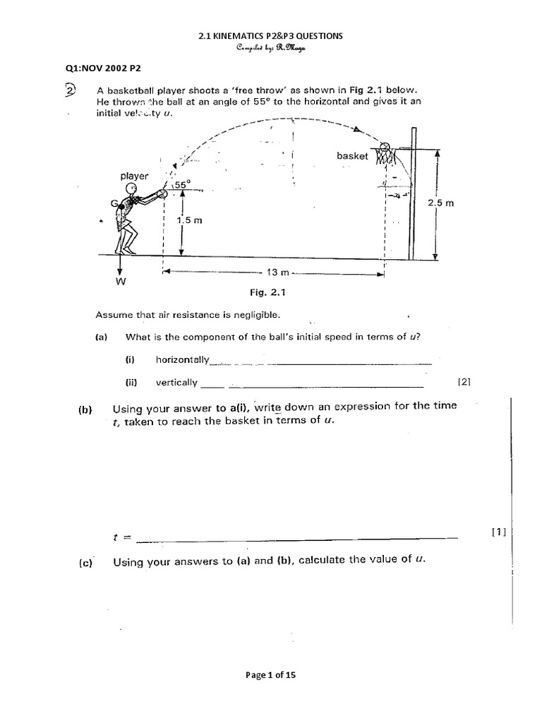 2.1 Kinematics P2&P3 Questions | PDF
