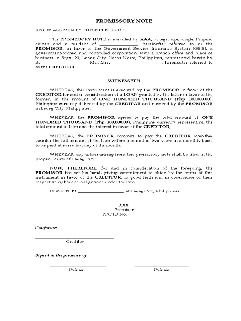 Promissory Note | PDF | Philippines | Common Law