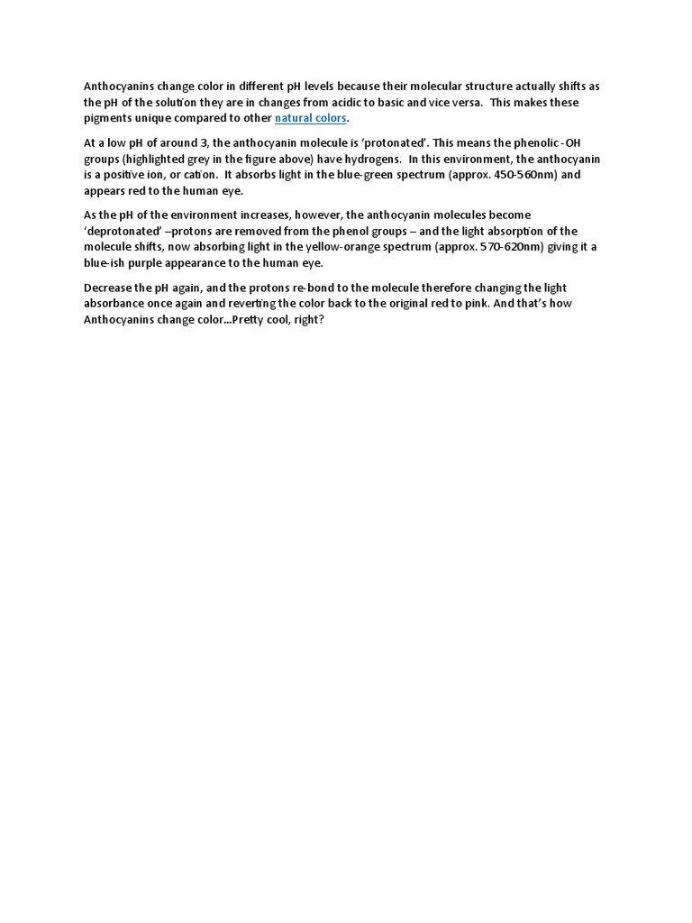Anthocyanin Color Change with pH | PDF | Science & Mathematics