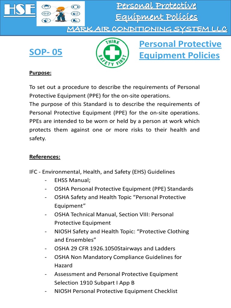 Requirements and Proper Use of Personal Protective Equipment for On-Site Operations | PDF ...