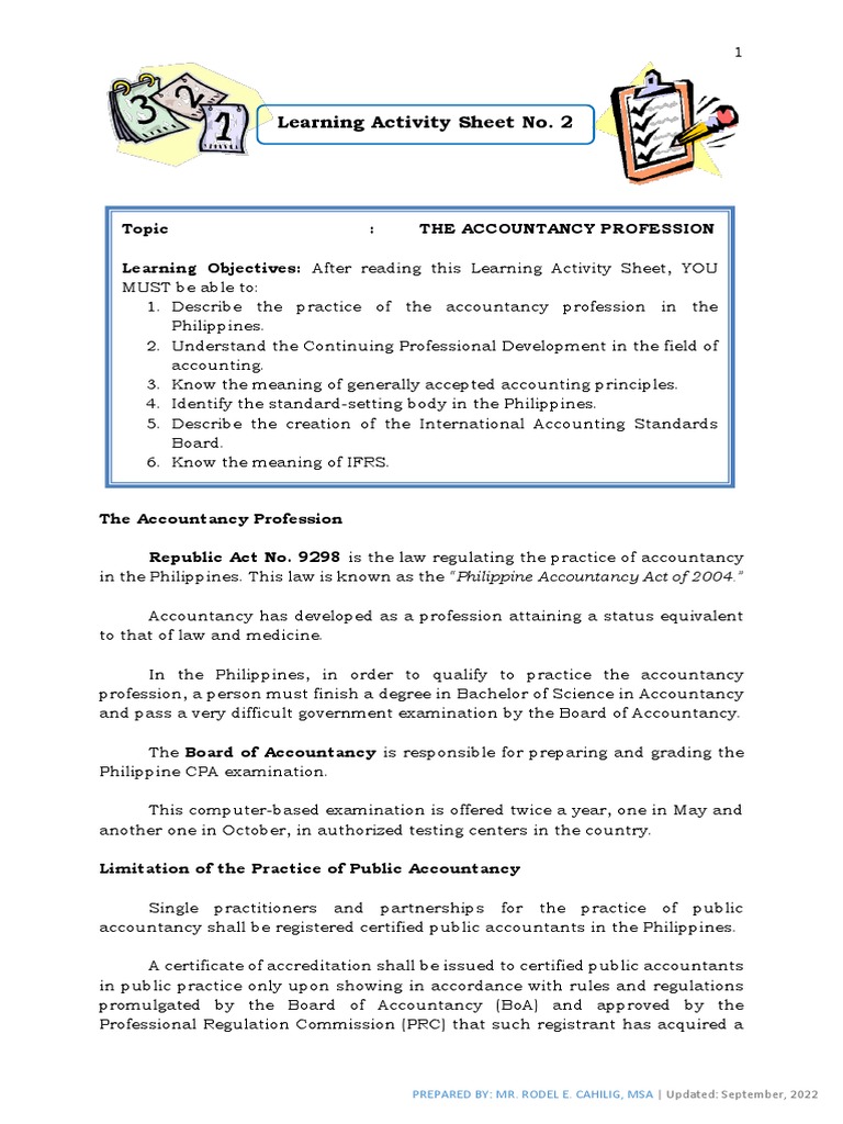 Learning Activity Sheet No. 2: Prepared By: Mr. Rodel E. Cahilig, Msa | PDF | International ...