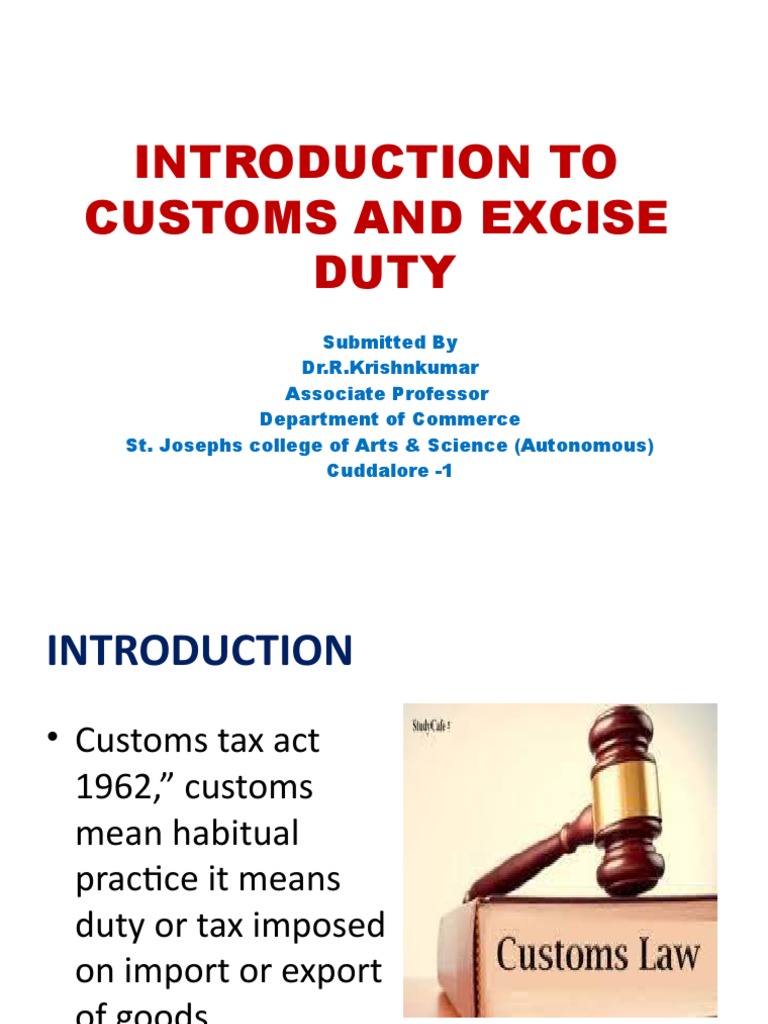 Introduction To Customs and Excise Duty | PDF | Tariff | Customs