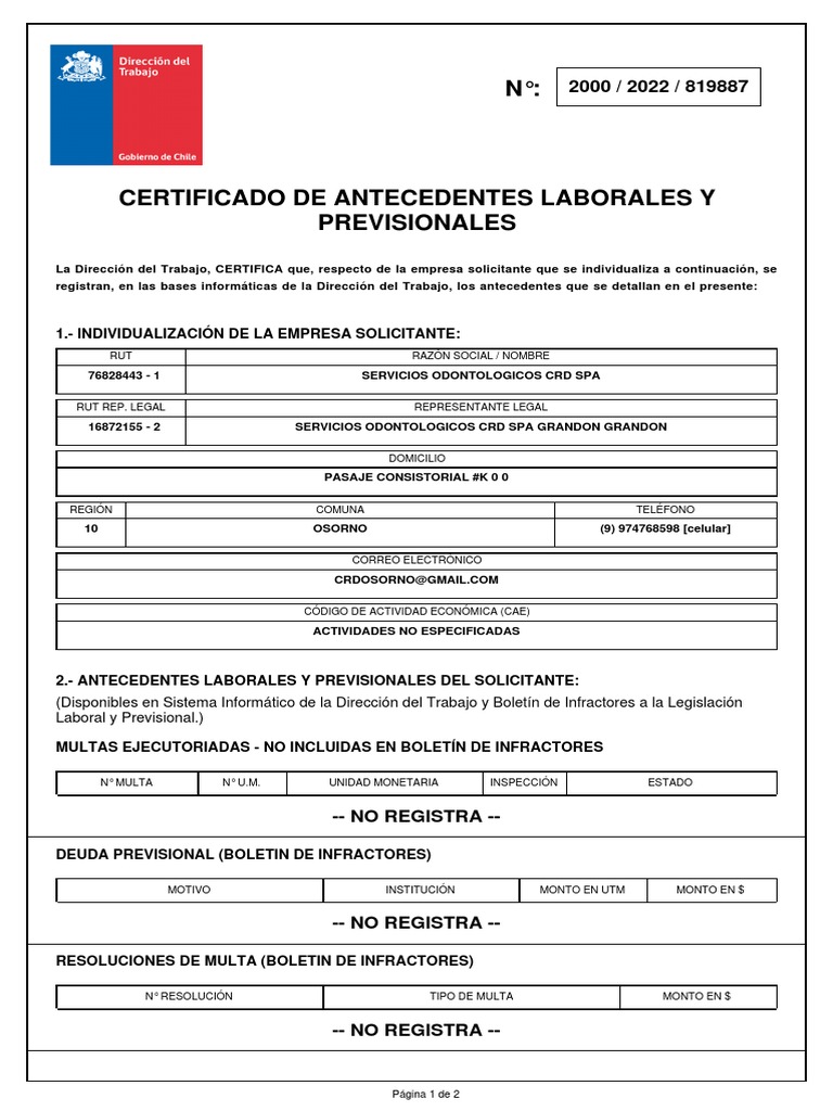 Certificado Laboral CRD | PDF