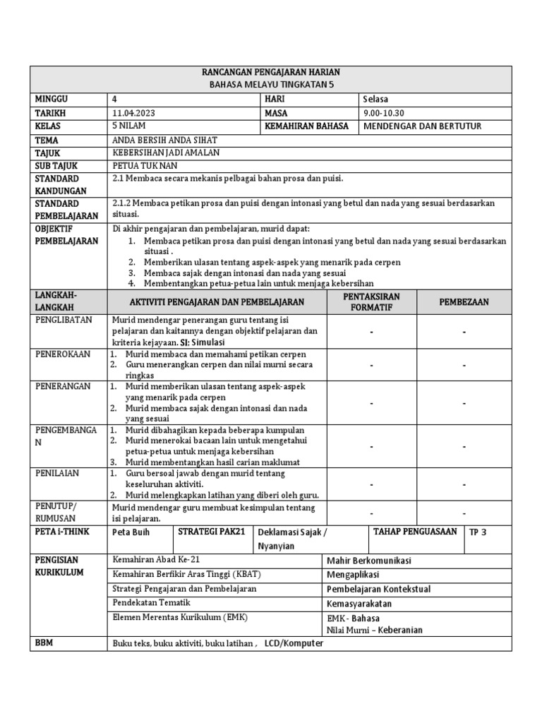 Minggu 4 RPH 5N | PDF