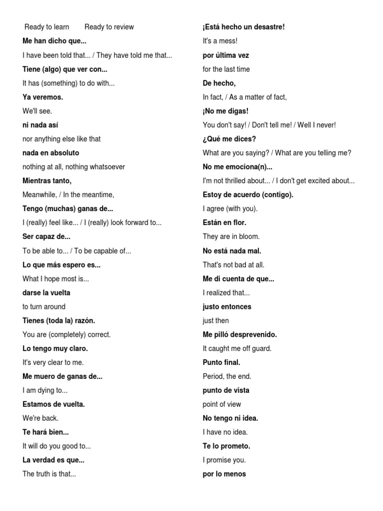Spanish English Phrases Advanced | PDF | Foreign Language Studies
