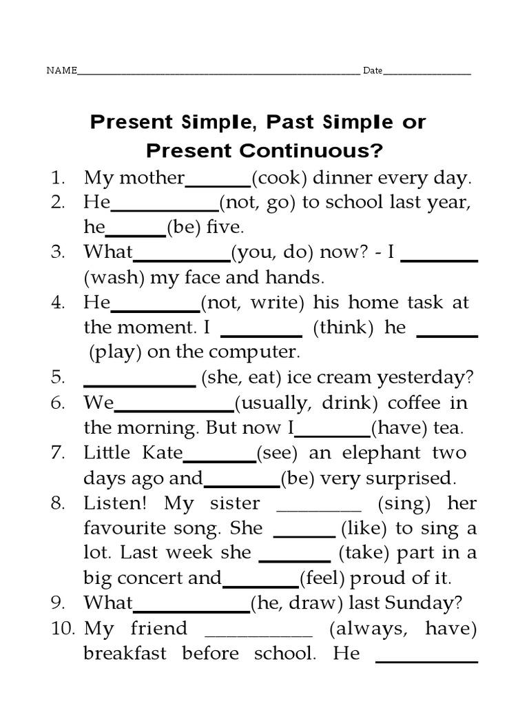 Simple Present Past Simple Present Continuous | PDF