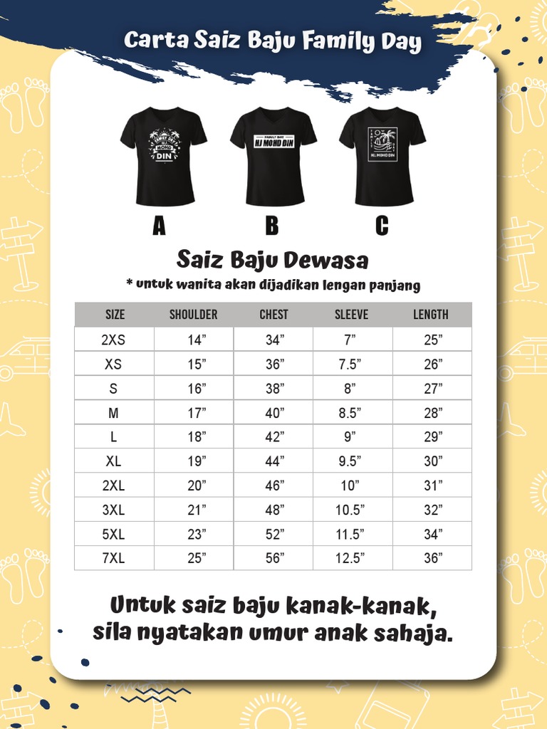 Sample Carta Saiz Baju Family Day | PDF