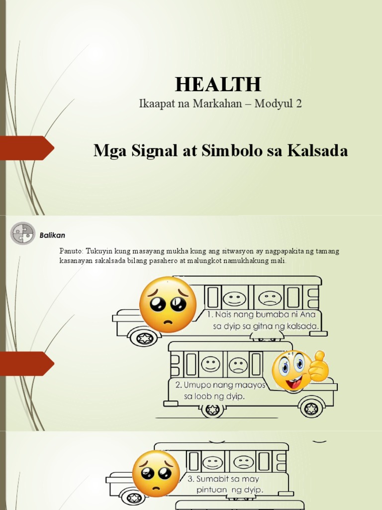 Health: Mga Signal at Simbolo Sa Kalsada | PDF