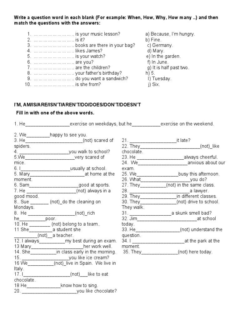 Wh-Questions, To Be Simple Present | PDF | Sports & Recreation