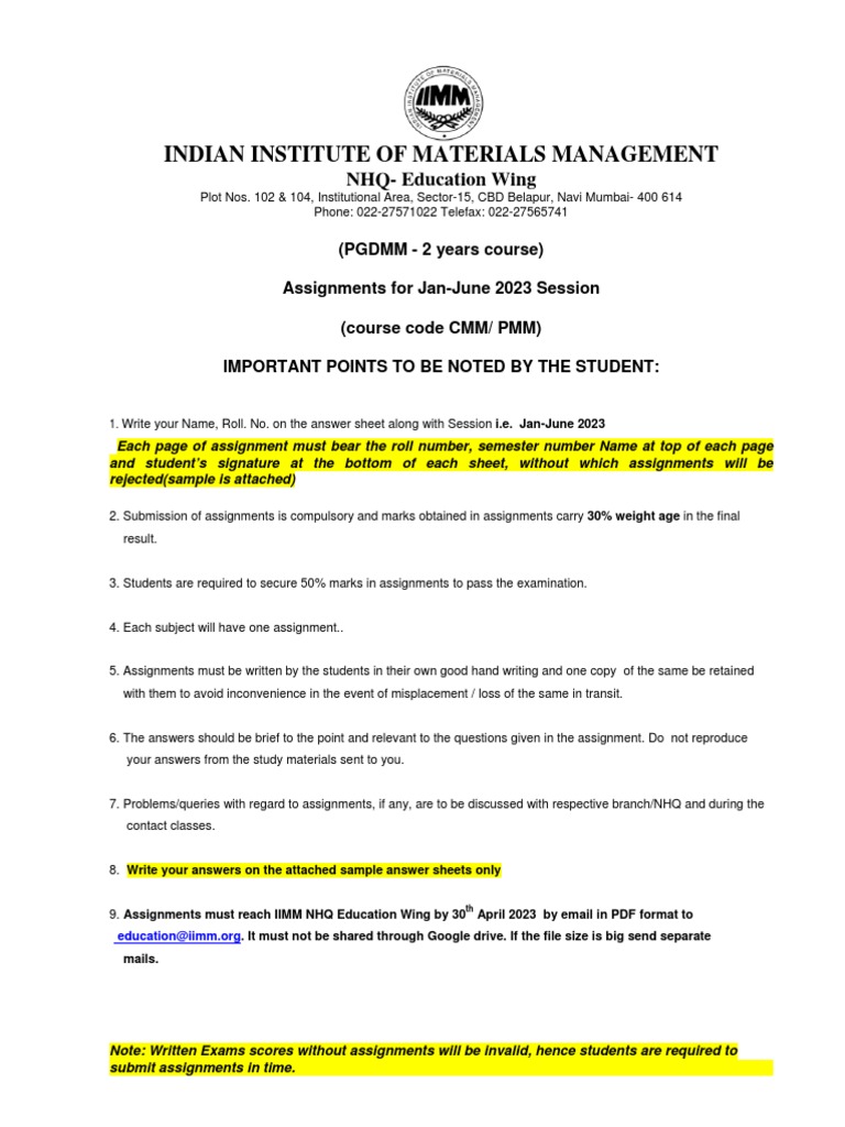 Assignments For Sem 1 To Sem 4 of PGDMM Jan-June 2023 | PDF | Entrepreneurship | Warehouse
