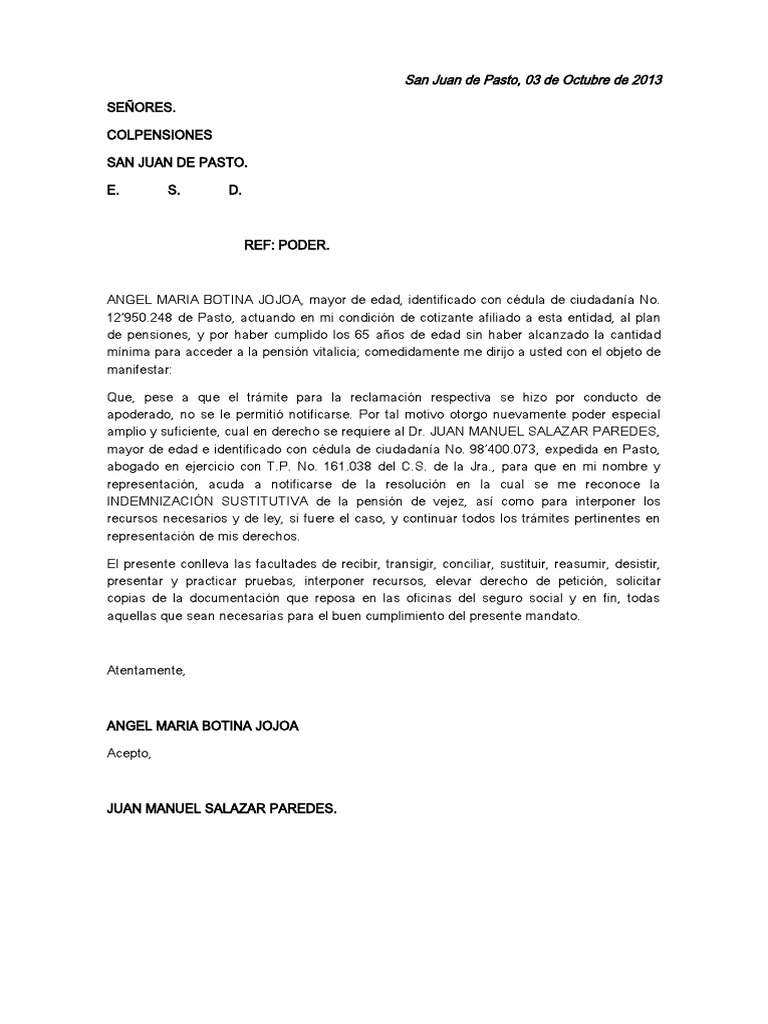 Poder Notificación Colpensiones | PDF