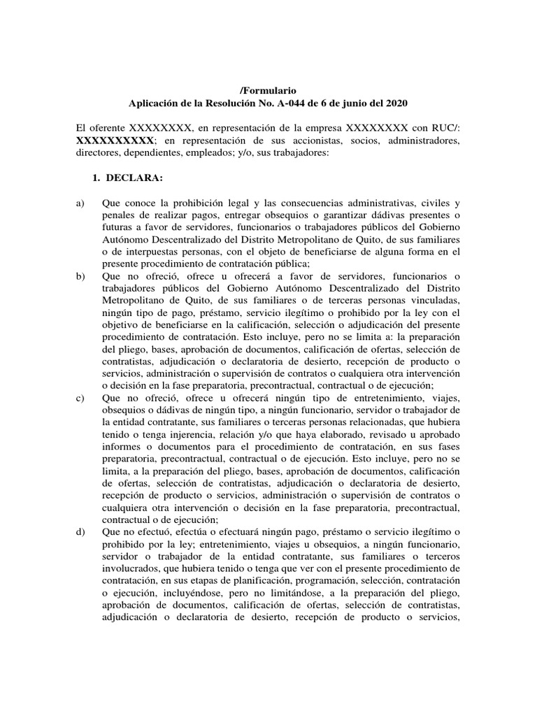 Formulario Resolución A-044 | PDF | Regulación | Gobierno